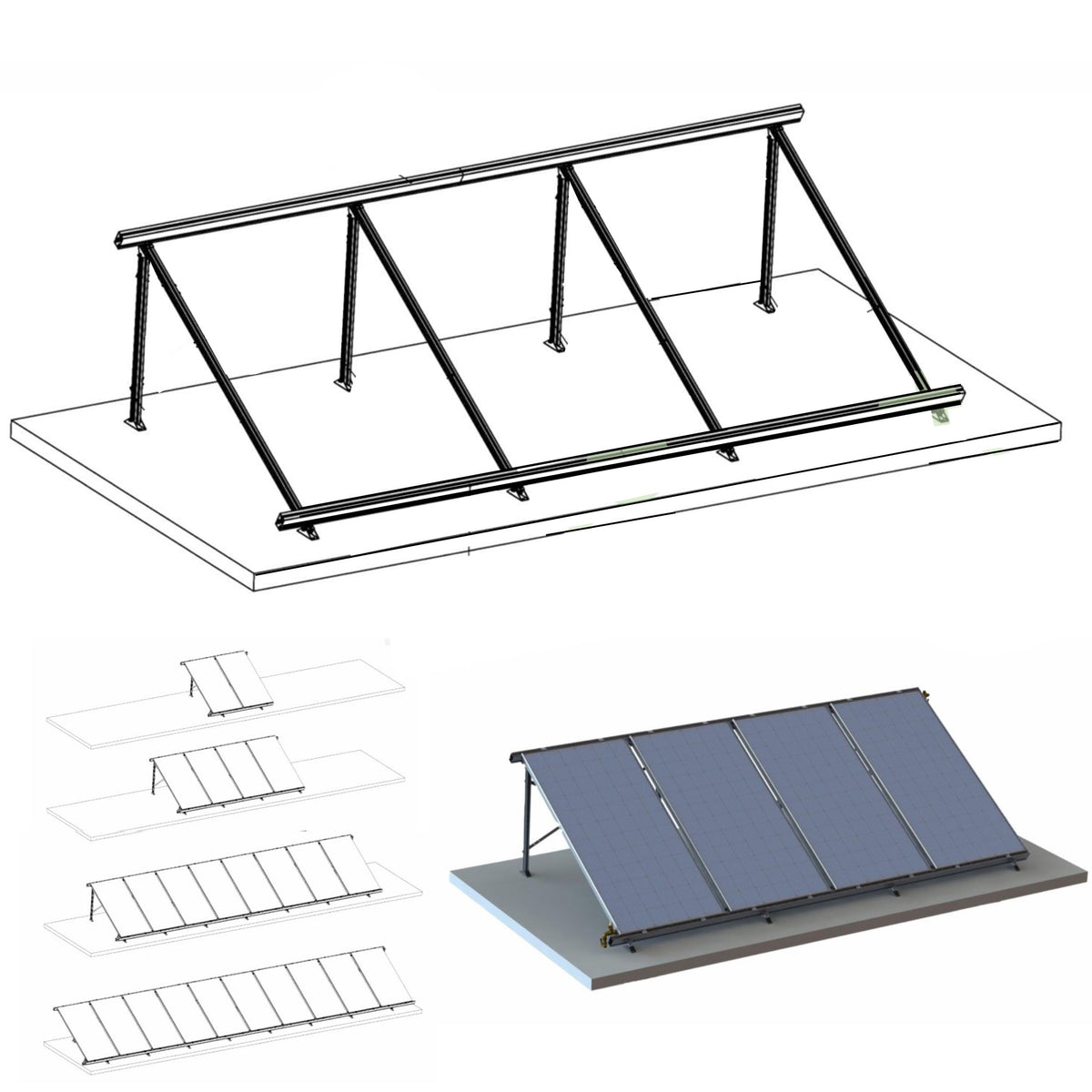 Solar PVT Panel Inclined Flat Roof / Ground Mount - Mounting Frame for ...