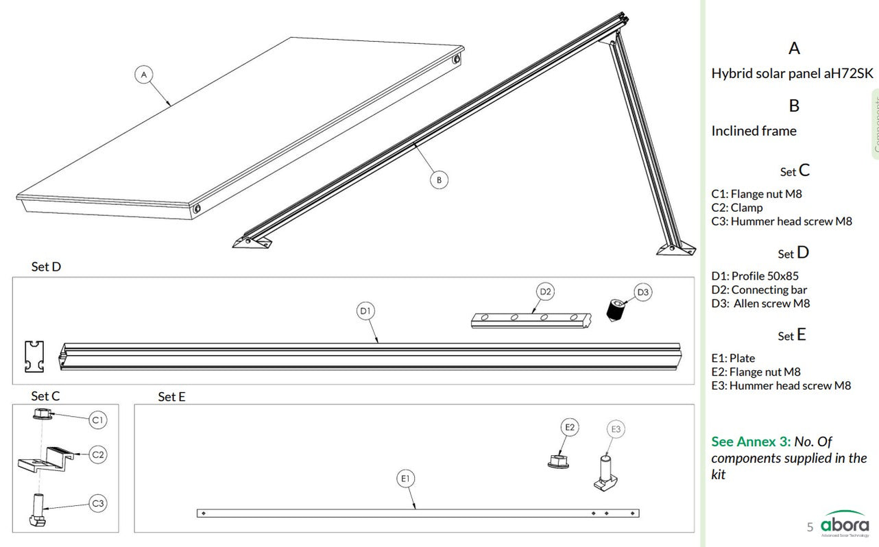 Solar PVT Panel Inclined Flat Roof / Ground Mount - Mounting Frame for ...