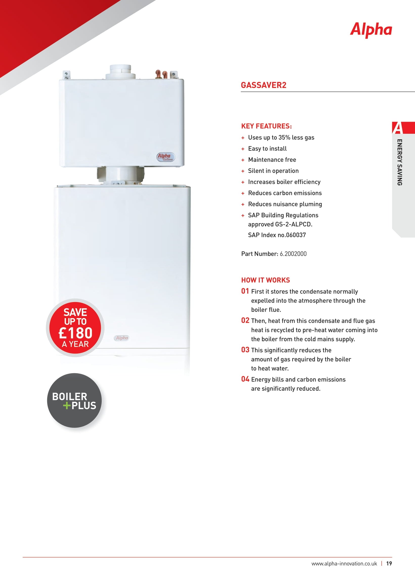 Alpha Gas Saver Top Box Unit 6.2002000 — BEE - The SMART Heating Merchants