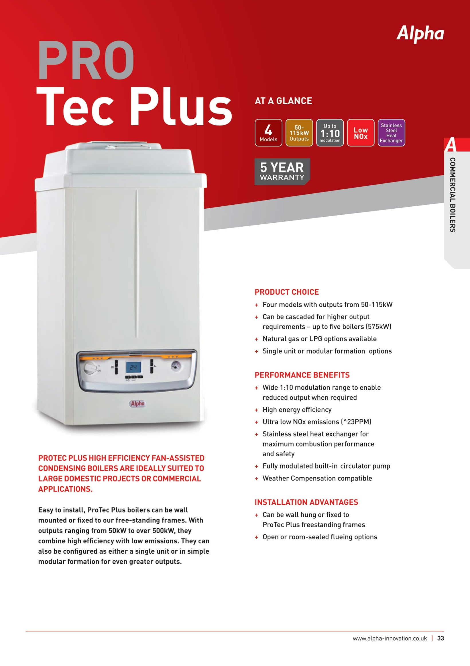 Alpha Pro Tec Plus Gas Boiler - Range 55Kw to 121kW — BEE - The SMART ...